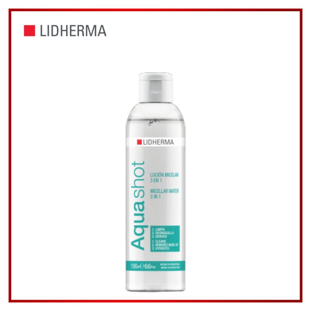 LIDHERMA – AQUA SHOT LOCIÓN MICELAR 3 EN 1 – 190 ML – Jempro