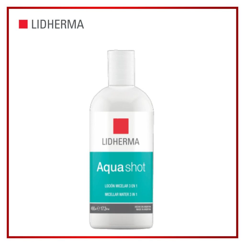 LIDHERMA – AQUA SHOT LOCIÓN MICELAR 3 EN 1 – 490 ML – Jempro